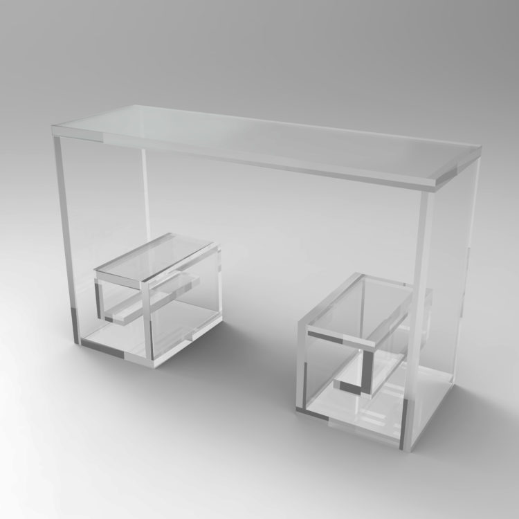 Plexi-Craft Lucite Clear Acrylic Console Tables for Entryway and Hallways