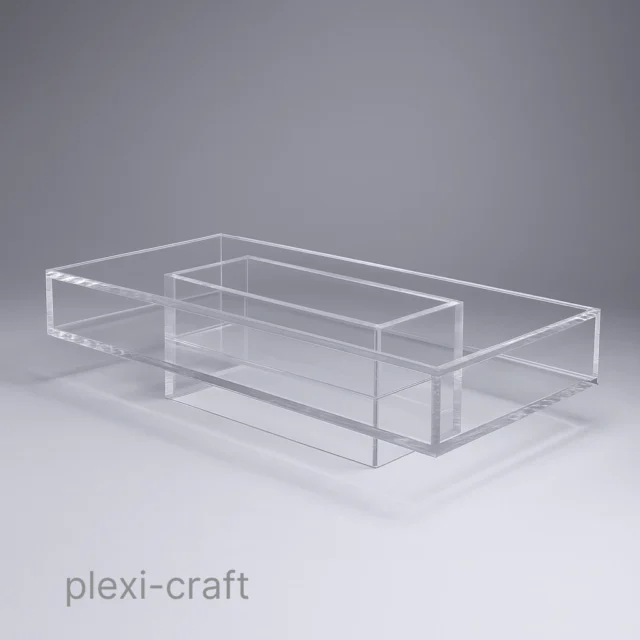 Clear Acrylic “Drop In” Table Modern Minimal Design by Plexi-Craft
