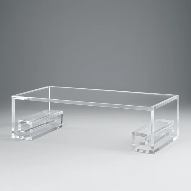 Cyrus Coffee Table Clear Acrylic Greek Key Design by Plexi-Craft