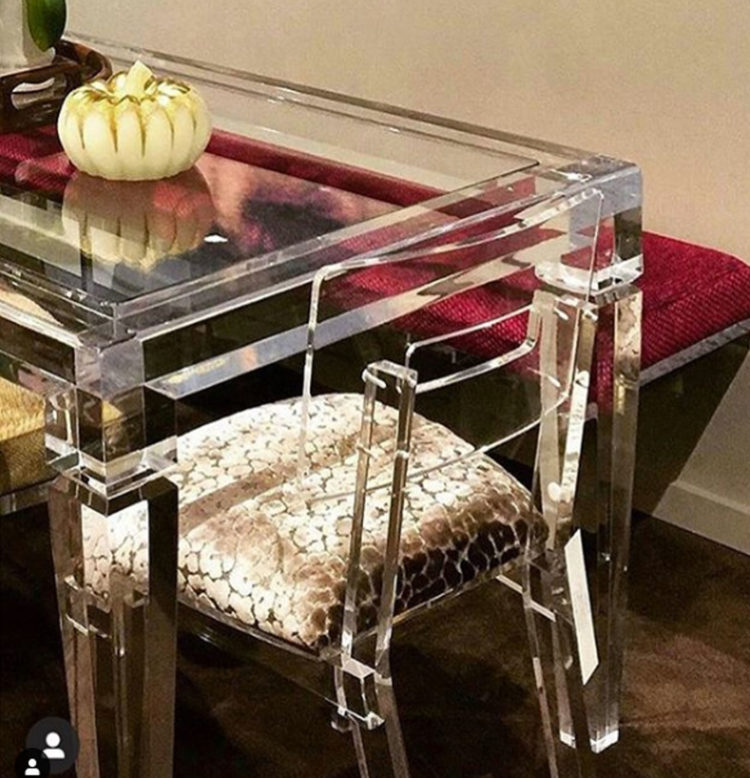 Acrylic Dining Chair | King George Lucite Chair with Cushion