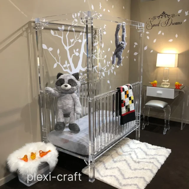 Sweet Dreams Crib with Canopy | Custom Acrylic Baby Crib