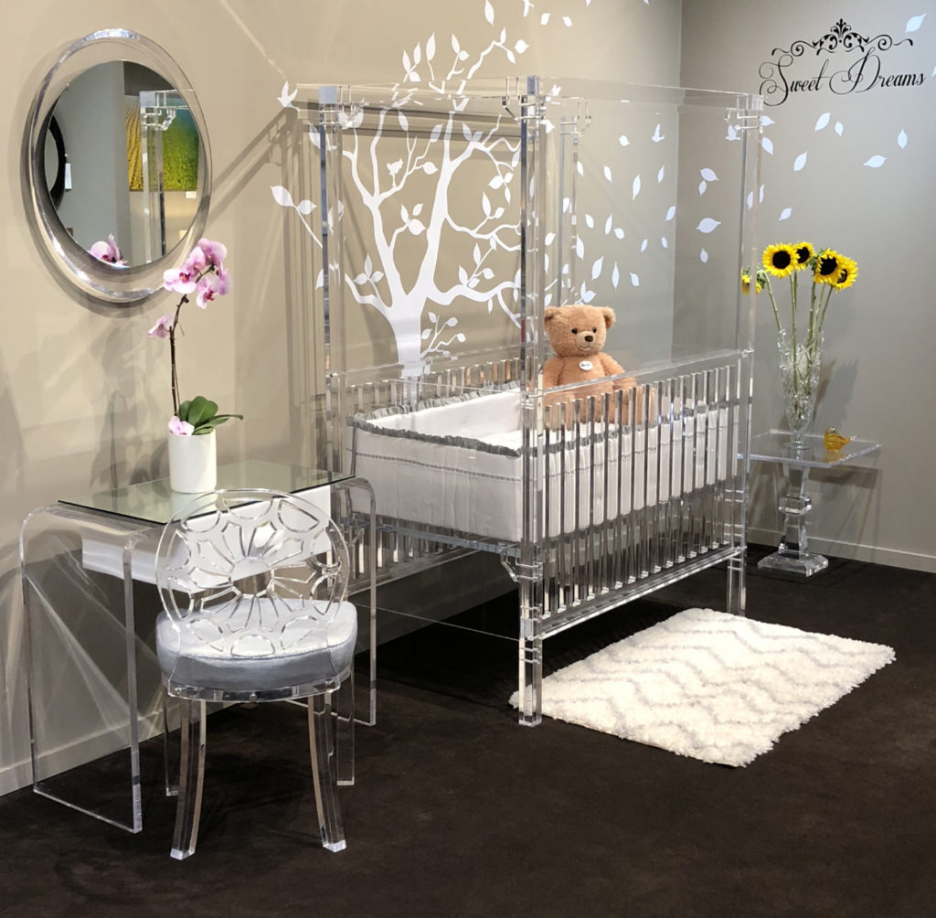 Sweet Dreams Crib with Canopy | Custom Acrylic Baby Crib by Plexi-Craft